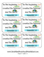 Genesis 1:1 Bible Verse Printables - Christian Preschool Printables
