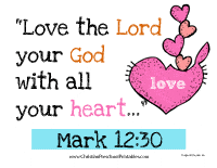 Mark 12:30 Bible Verse Printables - Christian Preschool Printables