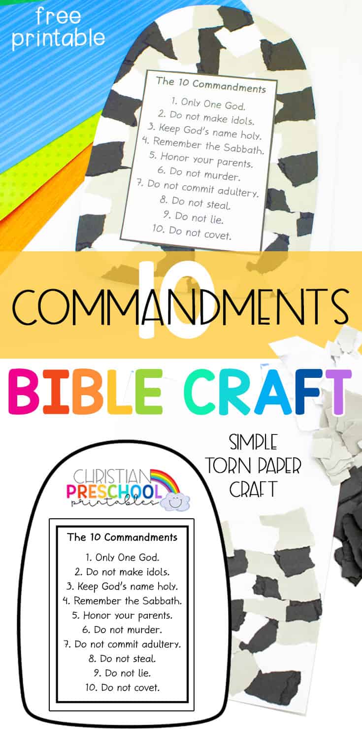 Ten Commandments for Kids Bible Craft - Christian Preschool Printables