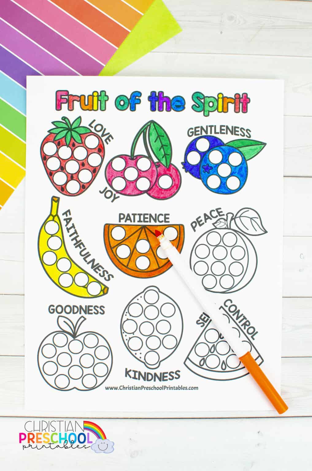 Fruit of the Spirit Coloring Page - Christian Preschool Printables